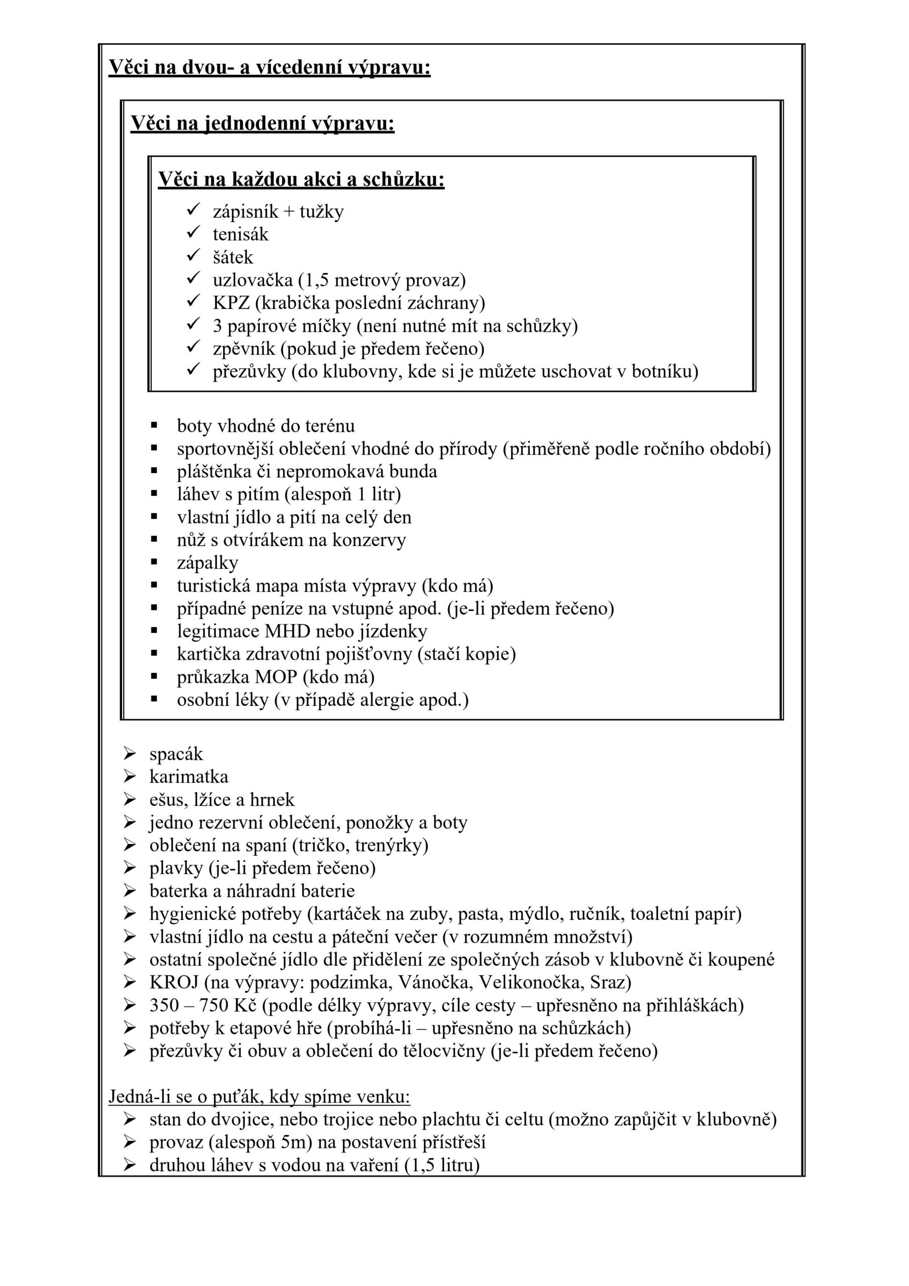 Seznam věcí na každou/jednodenní/vícedenní akci | Ginkgo - dětský ...